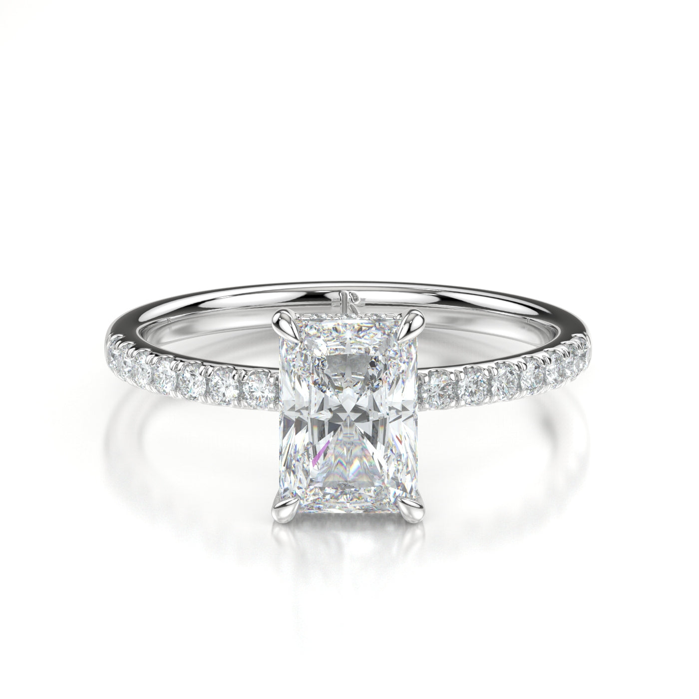 Bonnie - Platinum Radiant Lab Diamond Hidden Halo Engagement Ring