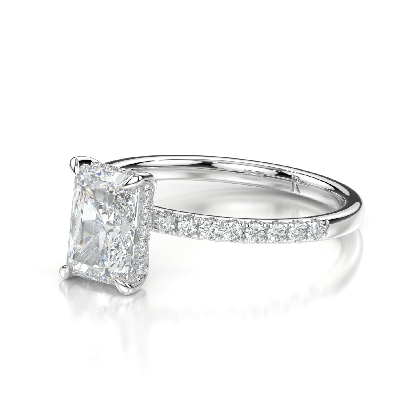 Bonnie - Platinum Radiant Lab Diamond Hidden Halo Engagement Ring