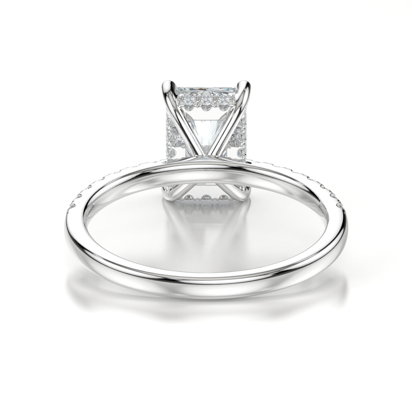 Bonnie - Platinum Radiant Lab Diamond Hidden Halo Engagement Ring