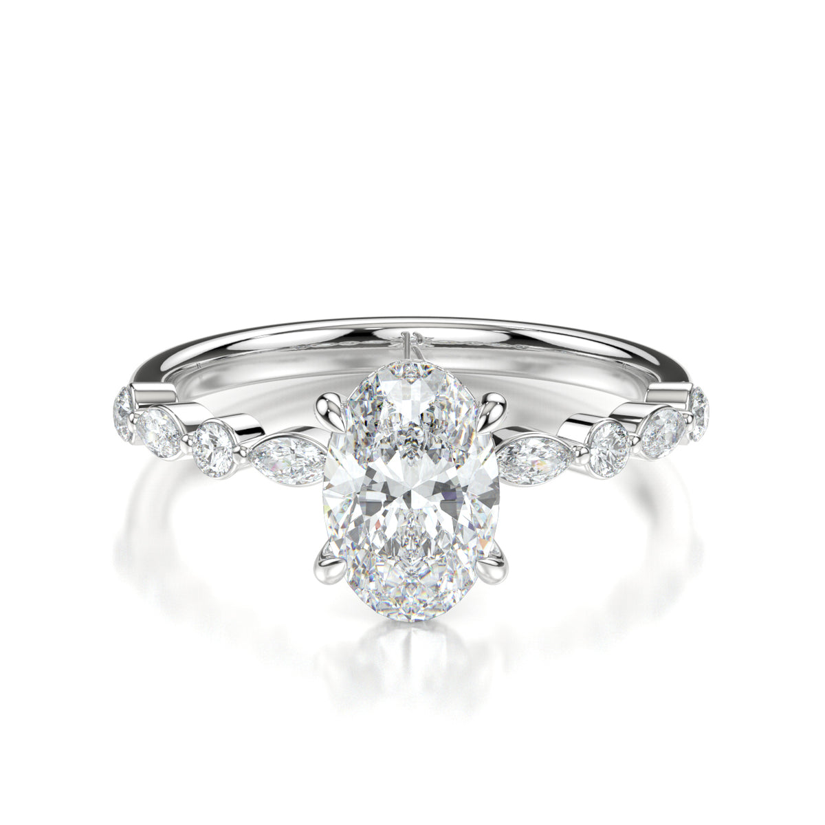 Eva | 18K Gold and Platinum Hidden Halo Engagement Ring