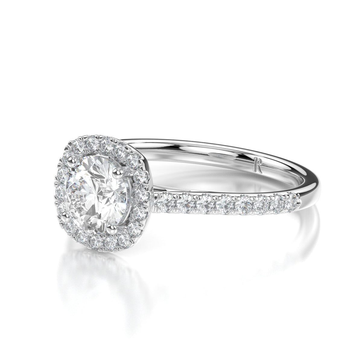 Mary - Platinum Round Natural Diamond Halo Engagement Ring