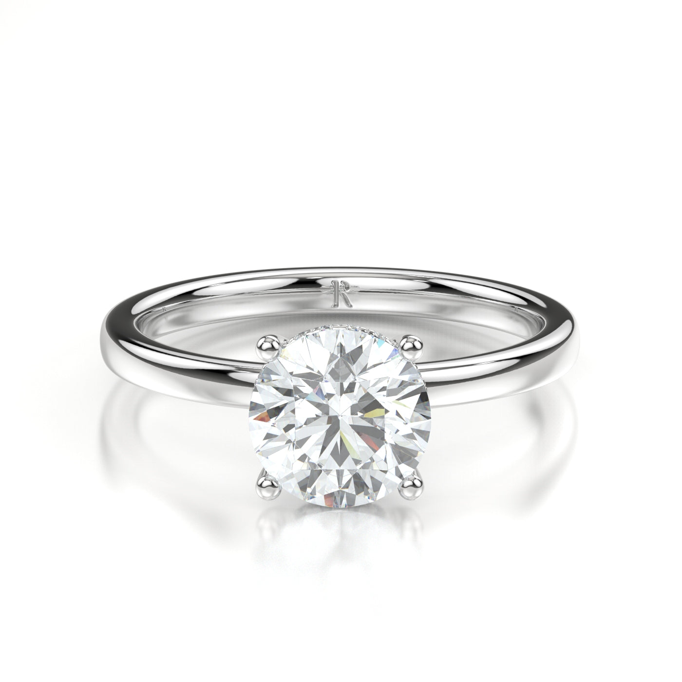 Katie - Platinum Round Hidden Halo Engagement Ring